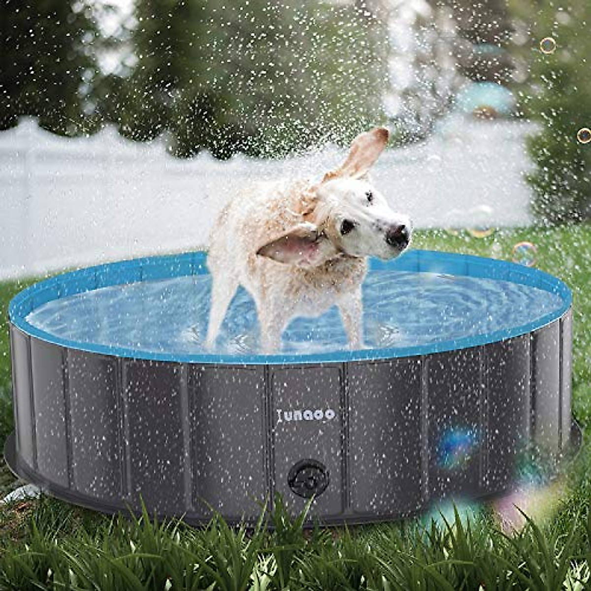 lunaoo Foldable Dog Pet Pool Portable Kiddie Pool for Kids, PVC Bathing Tub, Outdoor Swimming Pool for Large Small Dogs