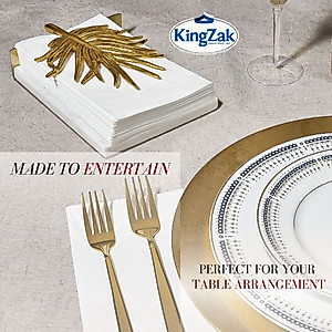 Kingzak White Dinner 16.5"X15" | Eight Fold | 2-Ply | Pack of 200 Napkin, 200 Count