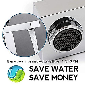 CELAENO Single Hole Bathroom Faucet, Modern Single Handle Bathroom Faucet with All Metal Pop Up Drain, Chrome Heavy Duty Square Bathroom Sink Faucet