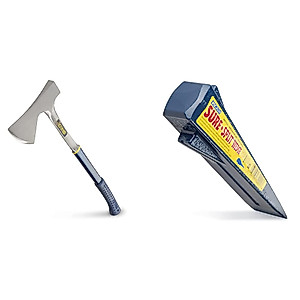 ESTWING Camper's Axe - 26" Wood Splitting Tool with All Steel Construction & Shock Reduction Grip - E45A | Estwing E-5 5 Lb Sure Split Wedge