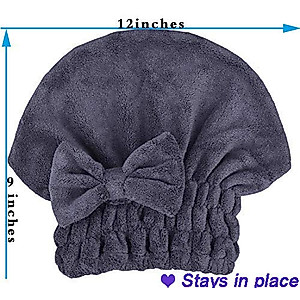 MAYOUTH Microfiber Hair Drying Towels Head wrap with Bow-knot Shower Cap Hair Turban hairWrap Bath Cap For Curly Long & Wet Hair gift for women 2pack