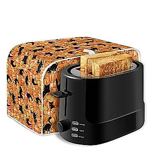 Talayituse Cat Pumpkin Print Toaster Cover 4 Slice Bread Toaster Oven Cover Halloween Decoration Washable Toaster Cover with Top Handle Kitchen Small Appliance Covers Bakeware Protector