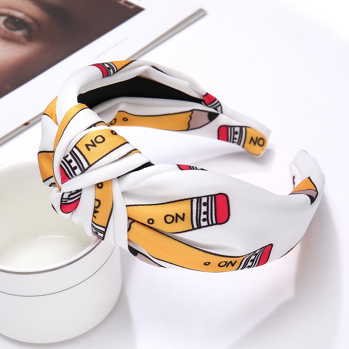 YAHPERN Teacher Headband for Women Wide Knotted Pencil Crayon School Headband Teacher Appreciation Gifts