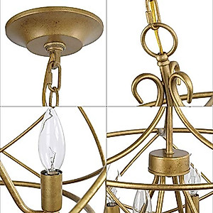 KSANA Antique Gold Chandelier, Modern Drum Light Fixture for Dining & Living Room, Bedroom, Foyer and Kitchen