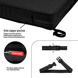 Pcinfuns Outdoor Bench Cushions,48 x 18 x 3 Inch Patio Furniture Water-Resistant Chair Cushion,Loveseat Garden Sofa Settee Couch Swing Pads with Handle and Adjustable Straps,Black