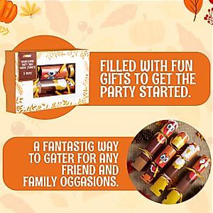 JOYIN 8 PACK Thanksgiving Party Favor,Turkey Style Thanksgiving Cracker,Party Games for Fall Holiday, No Snap Party Table Favor Set with Joke Dice & Gifts,Thanksgiving Holiday Cracker for Kids Adults