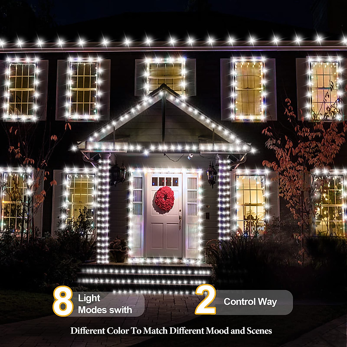 Solar String Lights Outdoor Waterproof, 500 LED 164FT Solar Fairy Lights Christmas Decoration Lights 8 Modes Timer Patio Lights for Xmas Tree Garden Yard Wedding Holiday Party Camping(Cool White)