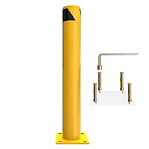 YITAHOME Safety Bollard Post, 48" x 4.5" Steel Bollards for Warehouse, Yellow, 1 Pack