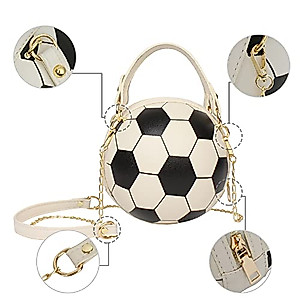 LABANCA Women Girls PU Leather Basketball Shaped Shoulder Bag Round Crossbody Bag Tote Purse, Soccer
