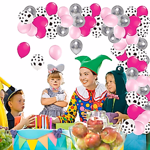 Rose Red Cow Party Decoration Balloon for Western Cowgirl Party,12inch White Cows Balloons Rose Red,Pink,Metallic Silver,Cowgirl Latex Balloons for Bachelorette Bridal Shower Baby Shower Wedding