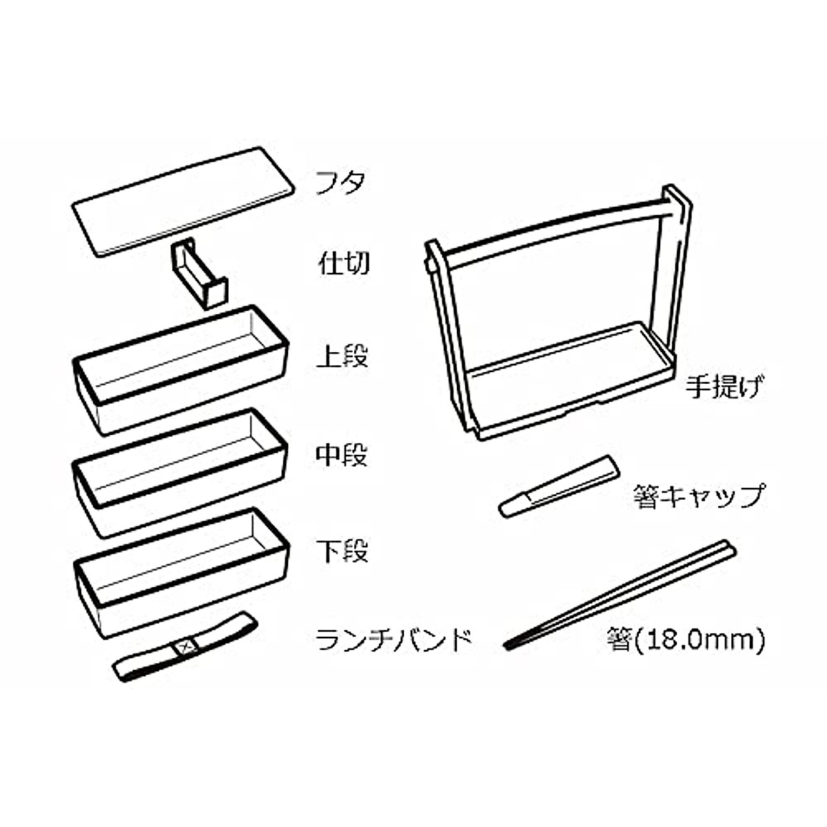 JapanBargain 1951, Japanese Lunch Bento Box Three Tiers with Chopsticks Traditional Plastic Lacquered Sushi Serving Container Sakura Cherry Blossom Pattern, Made in Japan