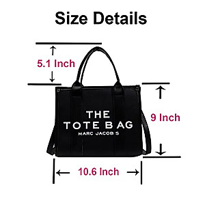 knzdvoy Women's The Tote Bag, Large Satchel Tote Bag for Autumn Winter Tote Bag Fashion Large Capacity Messenger Bag (10.6'' L X 9''H X 4.3'' T,Black)