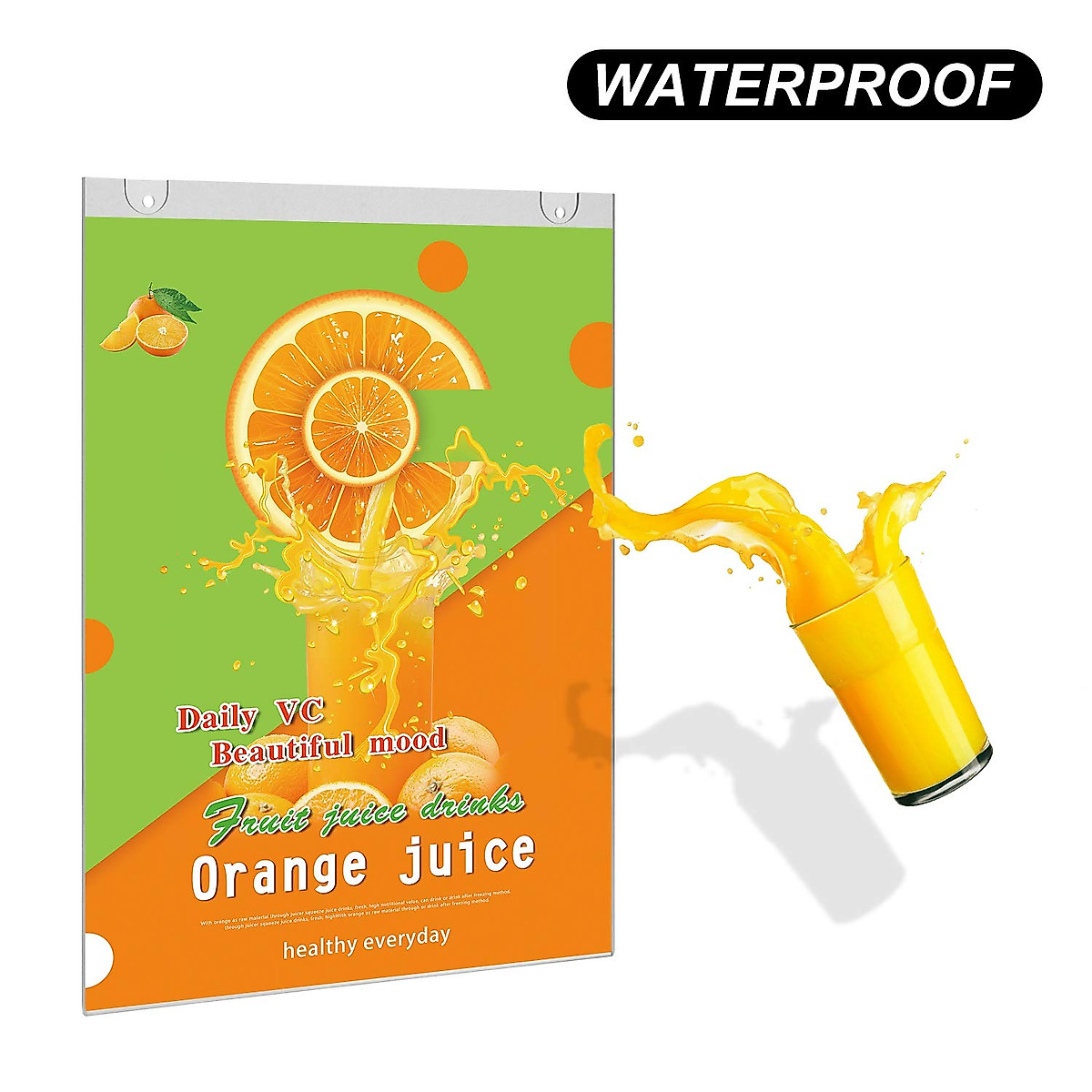 Acrylic Sign Holder 8.5" X 11" - Wall Mount Acrylic Frames for Picture, Poster and Flyer - Clear Plastic Sign Holder with 3M Tape Adhesive, Suction Cups and Screws, Pack of 6 Thick Poster Holder