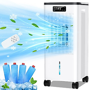 Portable Air Conditioners, Fast Cooling Evaporative Air Cooler, Portable AC for Room w/Lock, 4 Mode/3 Speed/Timer, 1.5 Gal Swamp Cooler with Remote, Windowless Air Conditioner for Bedroom Garage