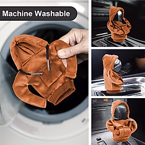 ZHSMS Gear Shift Hoodie, Universal Car Gear Shift Knob Cover, Funny Sweater Shifter Hoodie, 4.7 Inch Gear Stick Hoodie Protector Decoration(Khaki)