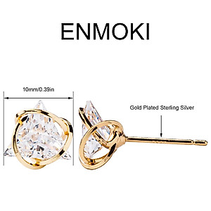 ENMOKI Triangle Cubic Zirconia Geometric Gold Stud Earrings for Womens (Yellow Gold)