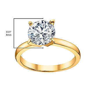 Metal Masters Gold Tone Over Sterling Silver 925 2 Carat Round Brilliant Cubic Zirconia CZ Wedding Engagement Ring 8