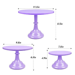 3 PCS Purple Cake Stand Set Round Metal Cake Stands Cupcake Holder Modern Dessert Table Display Set for Wedding Birthday Girls' Party Baby Shower Anniversaries Supplies