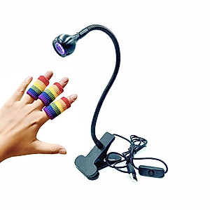 ZOELASS Upgraded Big Chip 395nm UV LED Black Light fixtures with Gooseneck and clamp for UV Gel Nail and Ultraviolet Curing, Portable UV Blacklight 5V USB Input (Black 2W)…