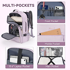 Travel Backpack for Women, Airline Approved Carry on Luggage Backpack with a Toiletry bag, Travel Essentials, College Backpack Fits 15.6 Inch Laptop with a Anti-theft Pocket, Gifts for Women, Purple