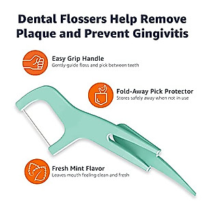 Amazon Basics Mint Dental Flossers, 90 Count, 1 Pack (Previously Solimo)