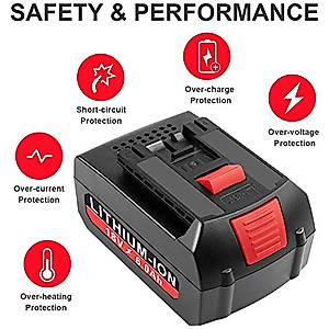 [1-Pack] 18V High-Output 6.0 Ah New Version Battery for Bosch 18-Volt Battery Lithium BAT609 BAT609G BAT610G BAT611 BAT612 BAT618 BAT618G BAT619 BAT619G BAT620 BAT622