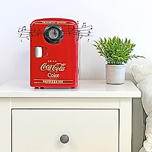 Coca-Cola Bluetooth Speaker Mini Portable Fridge, Compact Personal Cooler Warmer, 12V DC/110V AC for Home, Dorm, Car, Skincare, Cosmetics, Medication, Red
