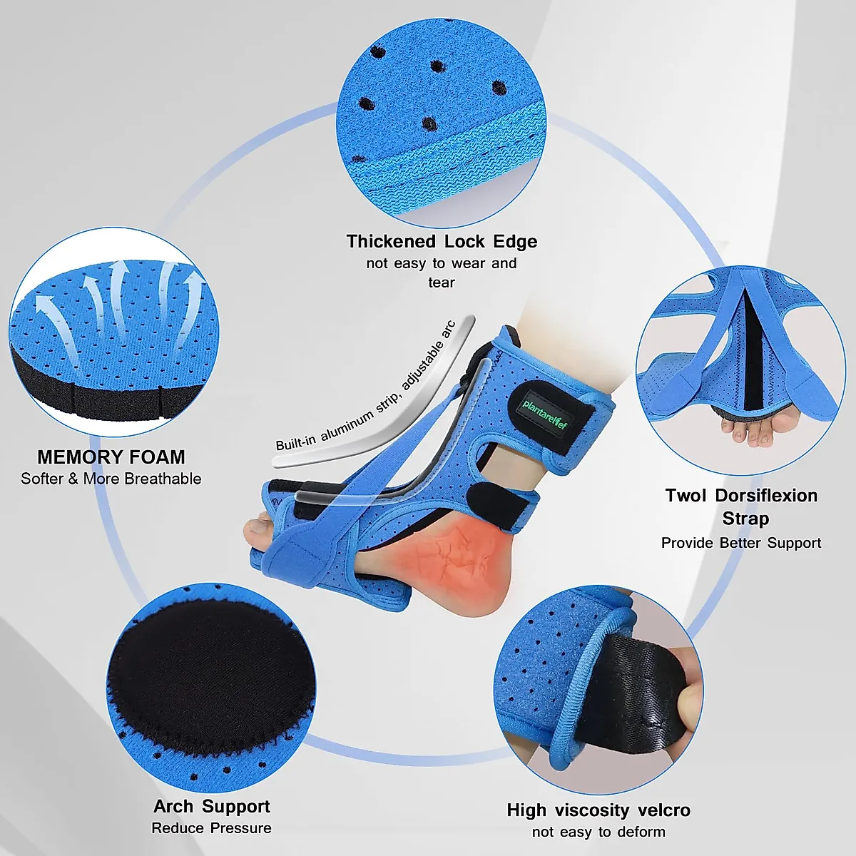 Plantarelief Plantar Fasciitis Night Splint: Plantar Fasciitis Relief Braces - Plantar Fasciitis Arch Support for Women Men - Dorsal Night Splints Relief Achilles Tendonitis Foot Drop Heel Pain
