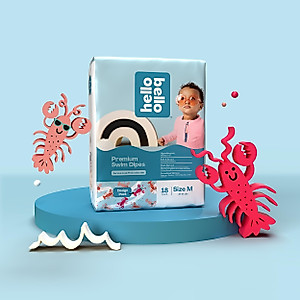 Hello Bello Premium Swim Diapers I Affordable and Eco-Friendly Disposable Swim Dipes for Babies and Kids I Size Medium - Diaper Size 4-5