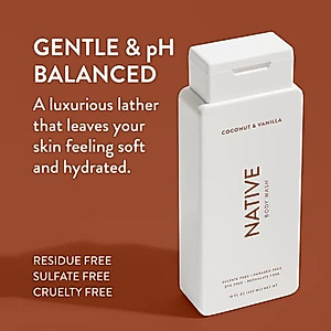 Native Body Wash Natural Body Wash for Women, Men | Sulfate Free, Paraben Free, Dye Free, with Naturally Derived Clean Ingredients Leaving Skin Soft and Hydrating, Coconut & Vanilla, Lavender & Rose, Cucumber & Mint 18 oz - Pack of 3