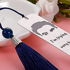 SC TV Show Merchandise Gifts David Rose Bookmark for Women Men Funny Quote Items Bookmark for Book Lovers Humor Birthday Christmas Gift for SC Fans Friends I'm Trying Hard Not to Connect with People