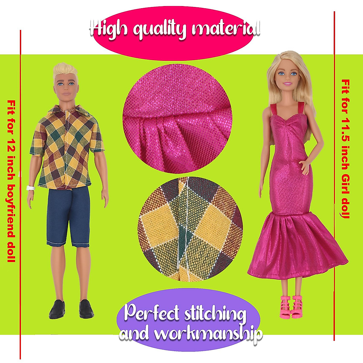 EuTengHao 30Pcs Doll Clothes and Accessories for 12 inch Boy and Girl Doll Includes 12 Set Wear Clothes Jeans and Wedding Dresses Tandem Bike Glasses Dog Bag and Colorful Balloons for 12 Inch Dolls