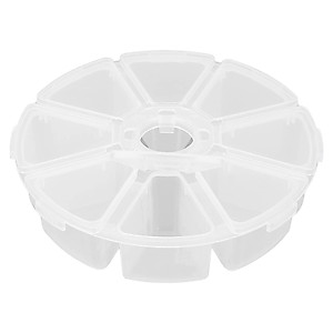 8 Grids Round Clear Plastic Box, Divider Storage Container for Beads Jewelry DIY Crafts Nail Art Items