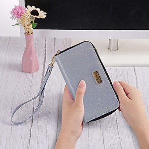 Kamo Womens Wallet Zip Around Phone Wallet Wristlet Travel Long Purse for Women Lady 6.9×3.5（Double Zipper）