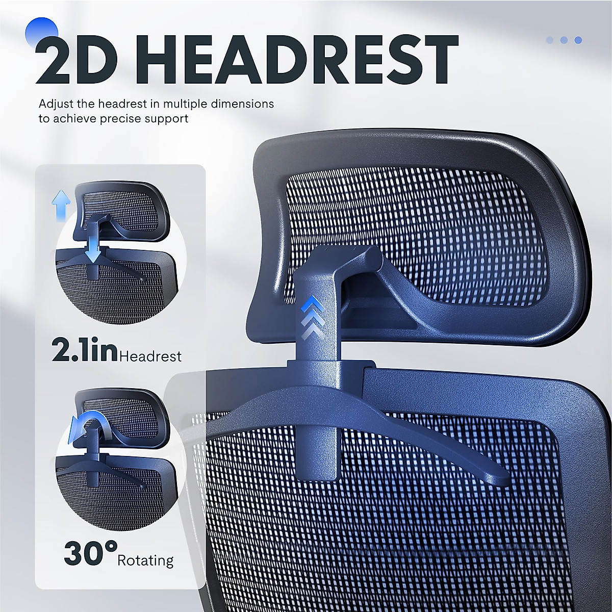 FLEXISPOT OC3B Ergonomic Executive Mesh Office Chair Swivel Height Adjustable Seat Headrest Armrest Lumbar Support Caster Wheels Task Chair Gray Mesh Seat Computer Office Desk Chair