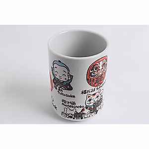 Mino ware Japanese Ceramics Sushi Yunomi Chawan Tea Cup Lots of Luck Daruma Manekineko made in Japan (Japan Import) YAY033