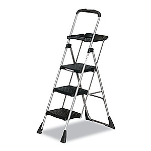 Cosco 11880Pblw1 Max Work Steel Platform Ladder, 22W X 31D X 55H, 3-Step, Black