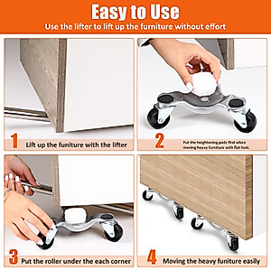 Timtin 12 Pieces Furniture Moving Dolly Set, 3 Wheel Steel Tri Dolly Heavy Duty Movers Mobile Rollers, Triangle Swivel Caster Easy Tool for Home Furniture, Appliance, 6 Inches, 200 Lbs Load Capacity