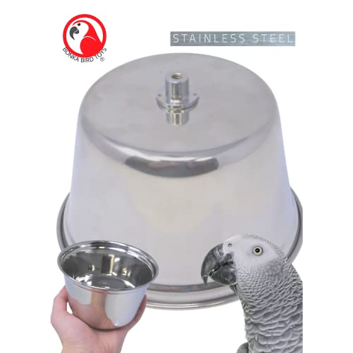 Bonka Bird Toys 800129 Stainless Steel Water/Seed Cup 32oz Cage Feed Bowl