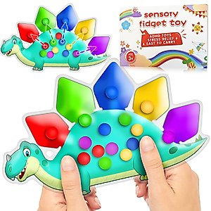 Dinosaur Color Sorting Sensory Toy Easter Basket Stuffers Gift for Toddler Activities Toy Fine Motor Matching Game Quiet Travel Essential Toy Montessori Autism Fidgets for Kid 3 4 5 Year Old Boy