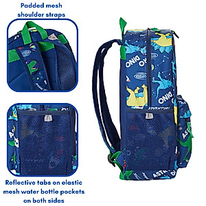 RALME 16 Inch Dinosaur Backpack with Lunch Box Set for Boys or Girls, Value Bundle, Blue