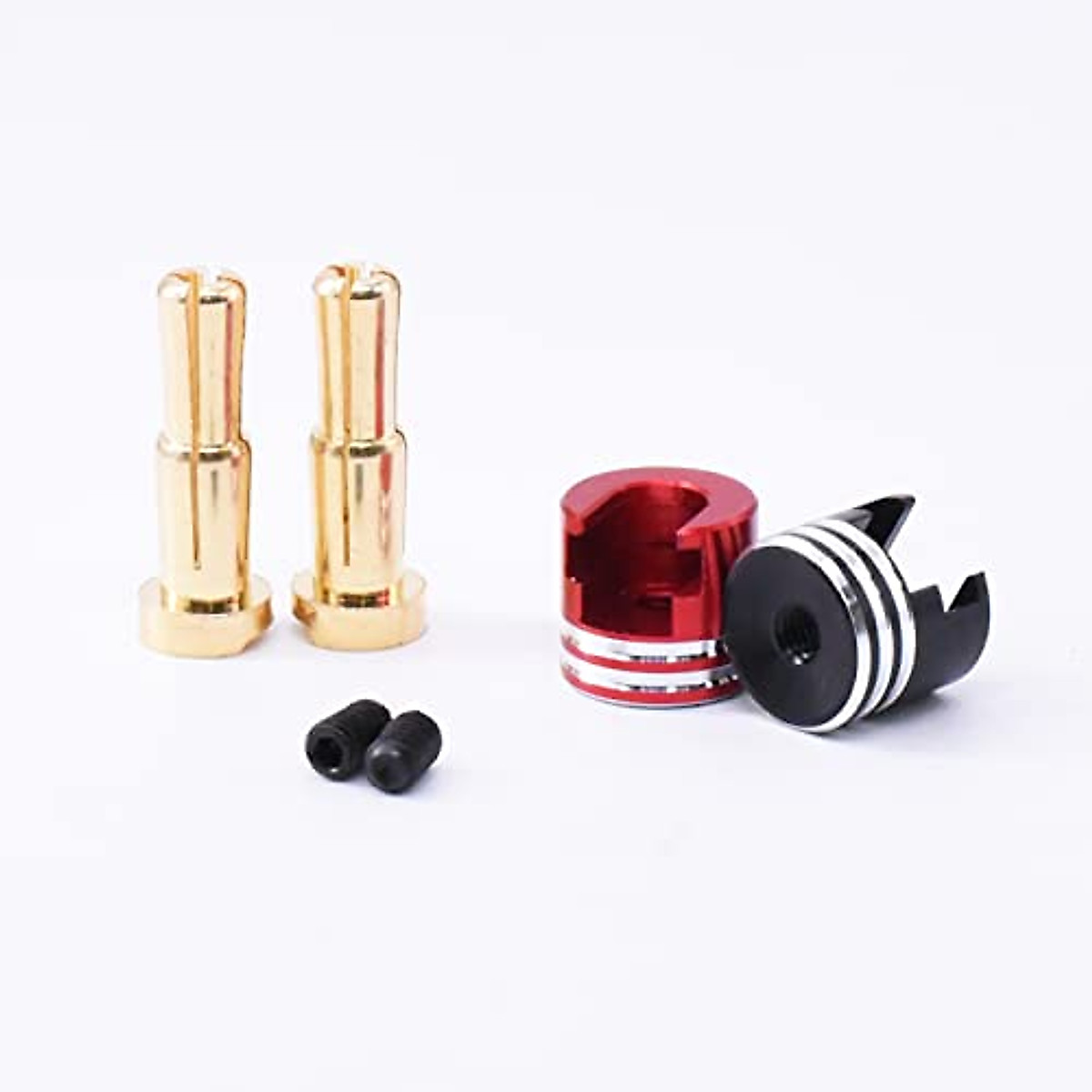 AEI Hobby 2Pcs Heatsink Bullet Plug Grips with 4mm 5mm 4-5mm Bullets (Black/Red) (4-5mm Bullets)
