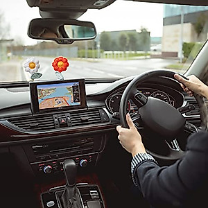 Flower Car Dashboard Decorations,MoreChioce Flower Bobblehead Ornament Car Shaking Head Toy Interior Display Decoration for Home Office Desk SUV Car,Red