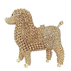 Novelty Design Poodle Puppy Dog Women Crystal Cluch Evening Bags Party Dinner Handbags