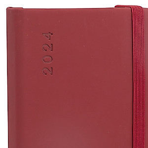 Idena 11072-2024 Appointment Diary, 80 x 150 mm, Slim Dark Red, 192 Pages, 1 Week on 1 Page, Agenda, Weekly Planner, Soft Touch Cover
