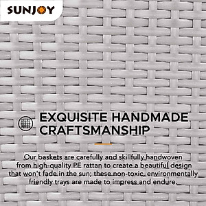 Sunjoy Wicker Floating Tray 36x24 in. Aluminum Frame Pool Tray - Swimming Floating Serving Tray for Drinks, Snacks, and Essentials - Fits Most Pool Sizes - Perfect for Pool Parties and Relaxing, Grey