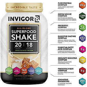 INVIGOR8 Superfood Shake (Salted Caramel) Whey Protein Shake + Collagen Peptides + Fatburner Bundle
