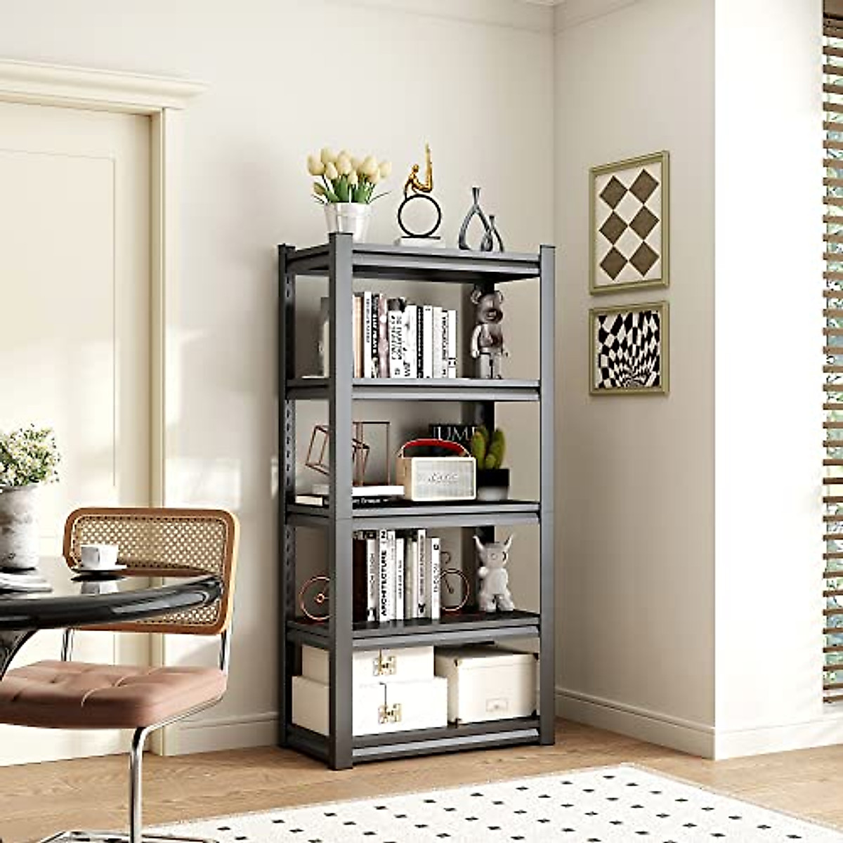 5 Tier Metal Shelving Unit 2000LBS Capacity Adjustable Garage Storage Utility Rack Heavy Duty Shelves Organization Shelf Warehouse Basement Kitchen Living Room Pantry - 31.5"W x 15.7"D x 63"H