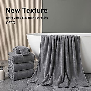 Grey Ultra Soft Towel Set, 2 Extra Large Bath Towel Sheets, 2 Hand Towels and 4 Washcloths - Highly Absorbent Quick Dry Microfiber,Oversized,Premium Towel Set for Bathroom,Fitness,Yoga,Pack of 8