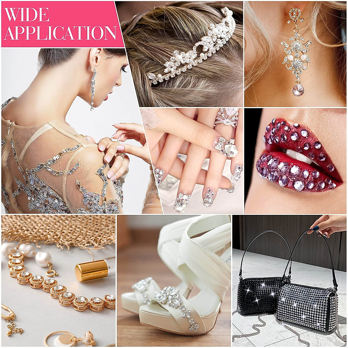 2032 Pieces Self Adhesive Face Gems Stick on, Cridoz Hair Gems Rhinestones Stickers Bling Jewels for Makeup, Crafts, Home Decor Scrapbooking Embellishments, 7 Sizes 3mm/4mm/5mm/6mm/8mm/10mm/12mm